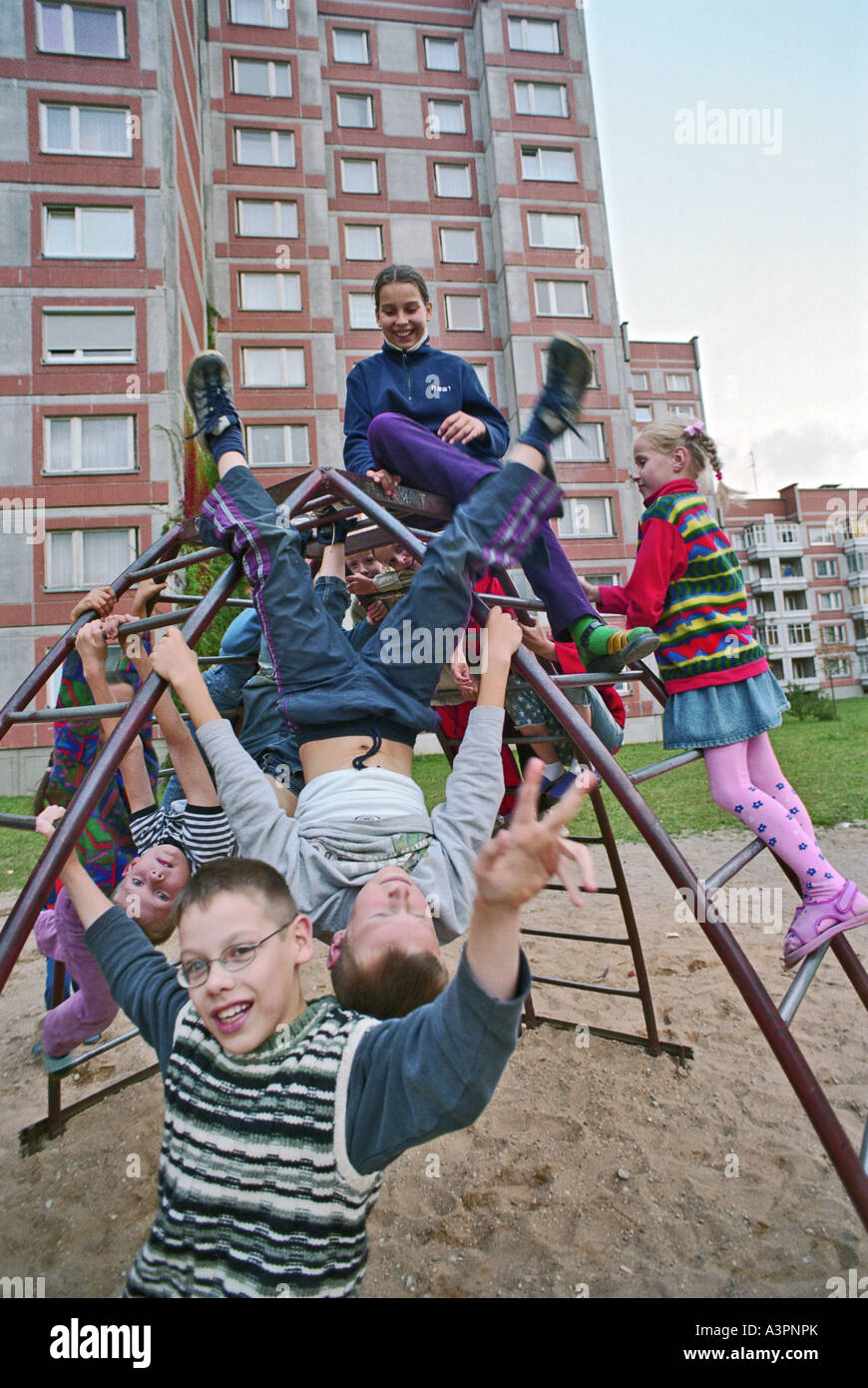 Children on a playground in Klaipeda, Lithuania Stock Photo - Alamy