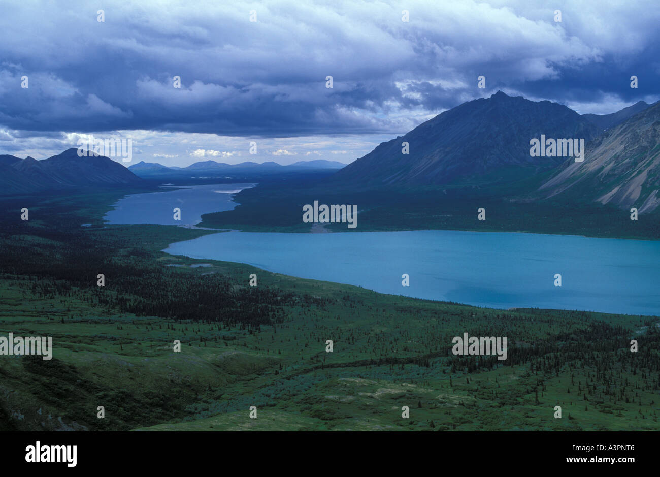 Upper and lower Twin Lakes Chigmit mountains Aleutian Range Lake Clark ...