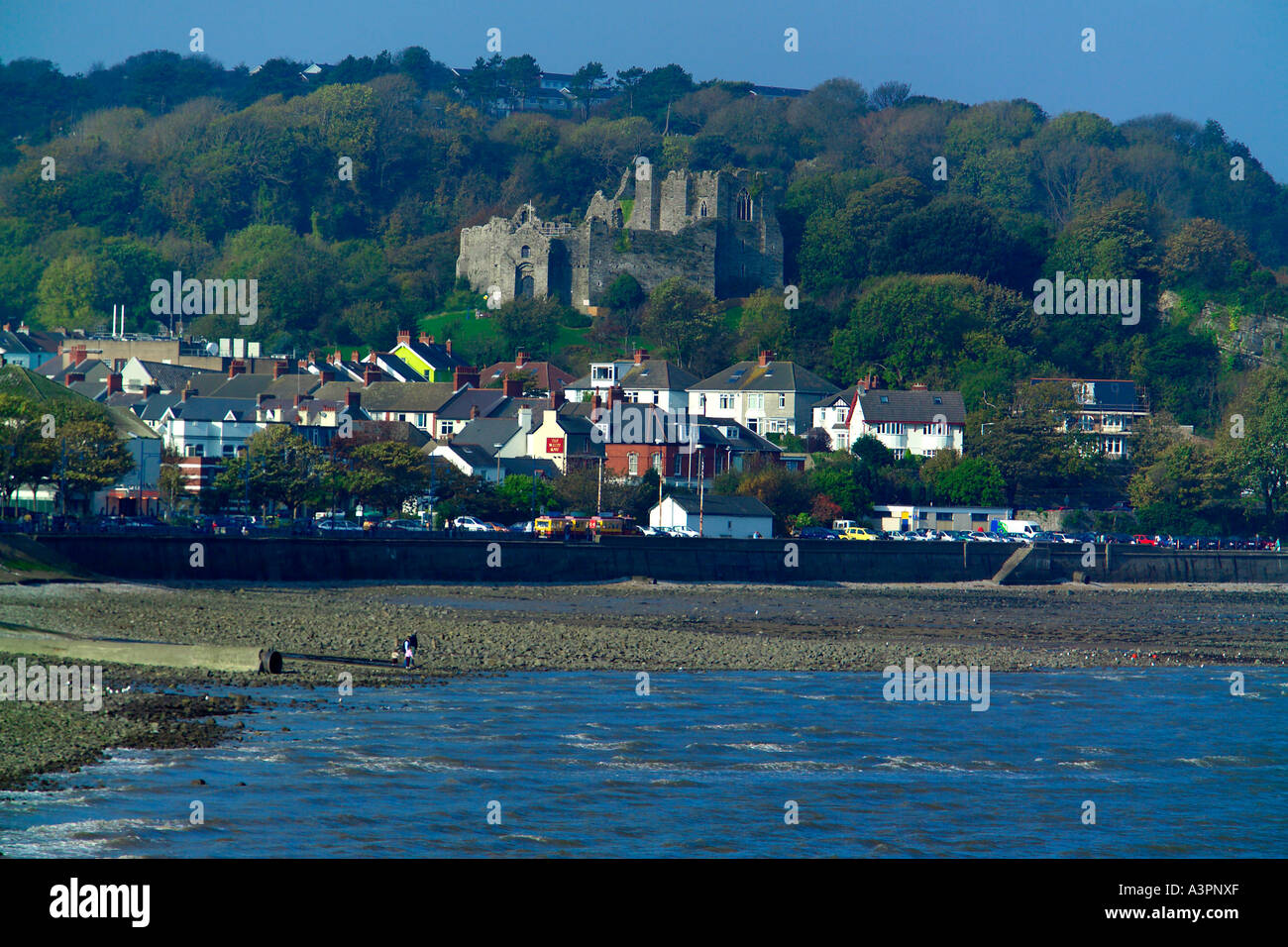 Oystermouth Castle, Mumbles Seafront, Gower, South Wales Stock Photo ...