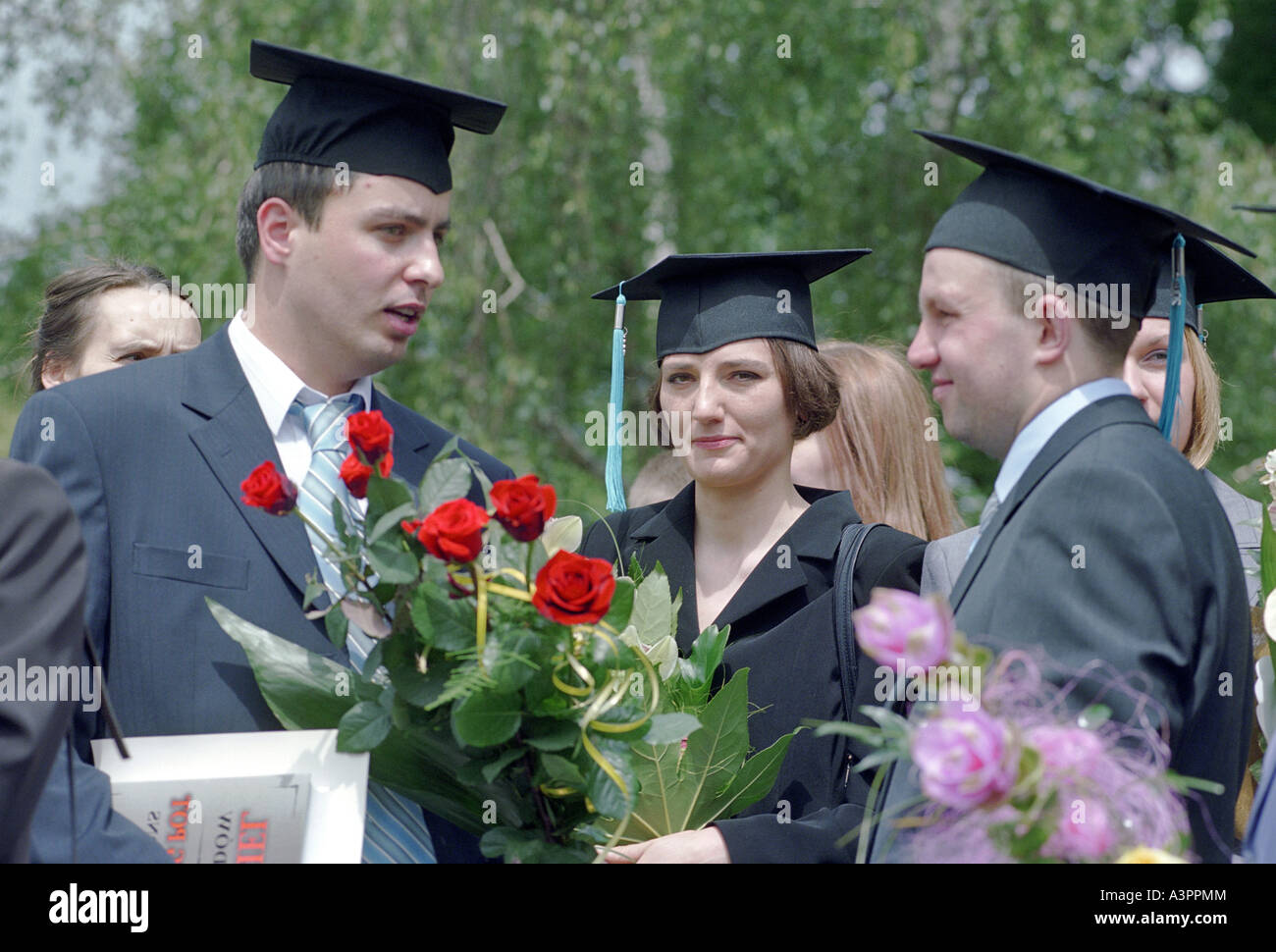 University graduates after the graduation ceremony in Poznan, Poland ...