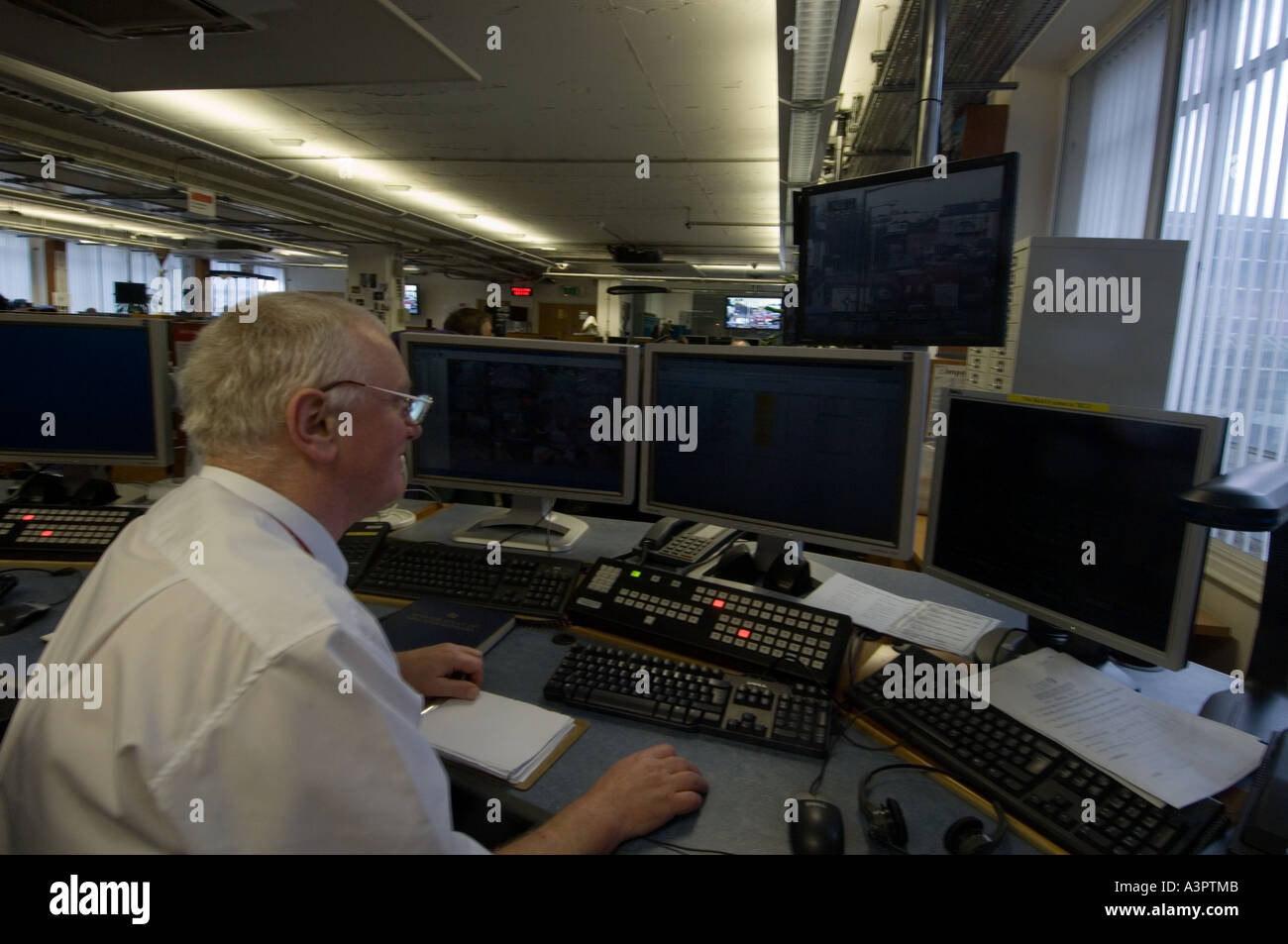 Interior of Centrecomm, London Buses control room, all buses are ...
