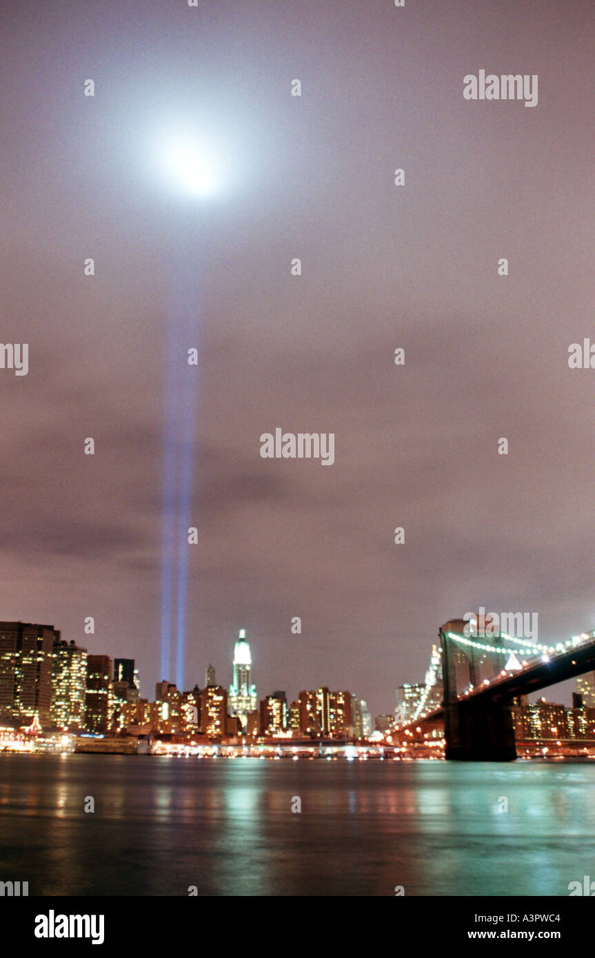 Towers of Light memorial New York City 2002 from Empire Fulton ferry ...
