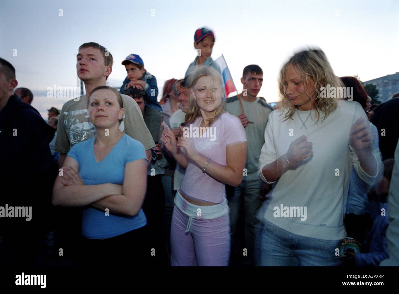 Young women dancing at a street festival, Kaliningrad, Russia Stock ...