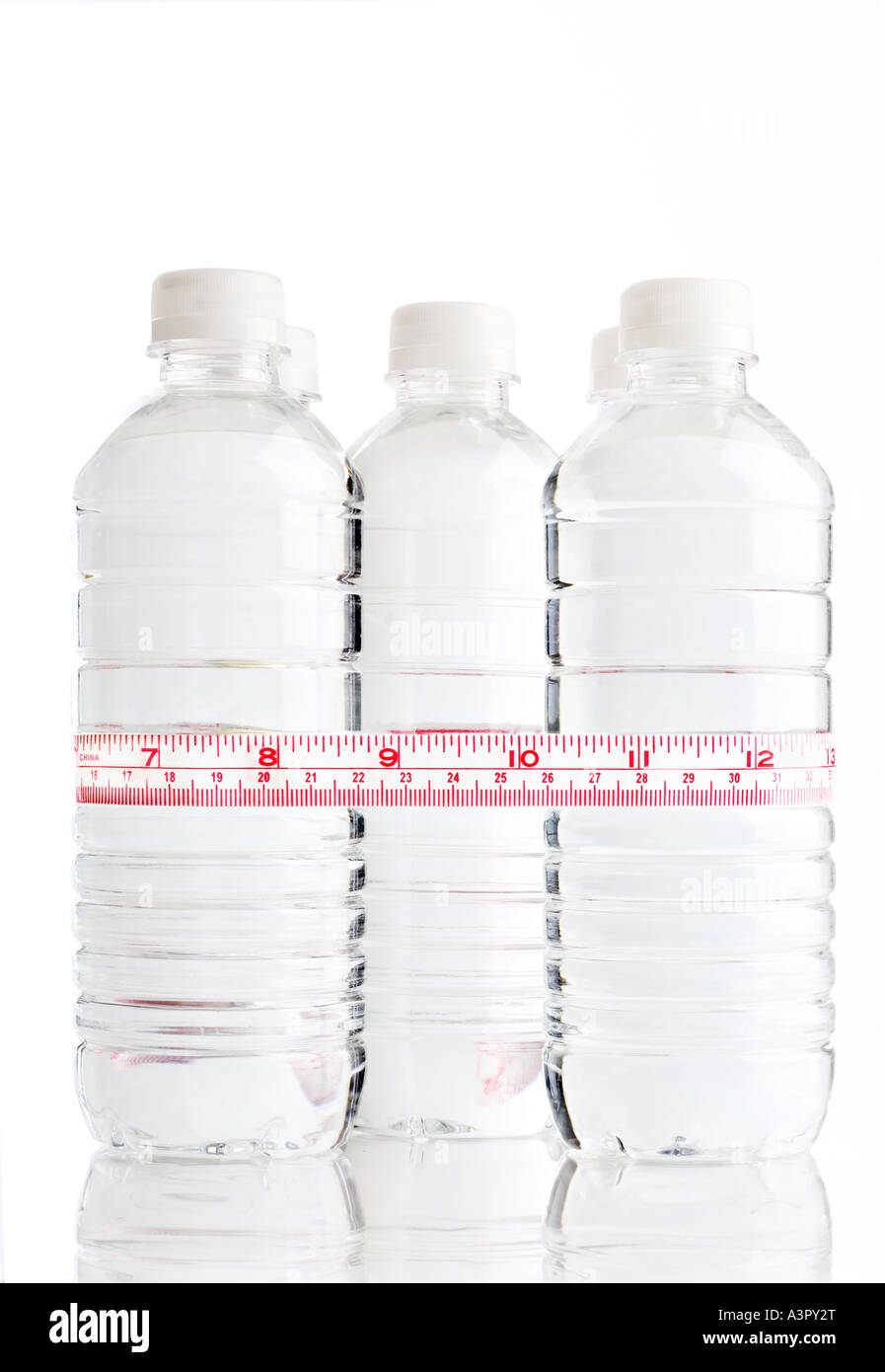 Water bottles and tape measure Stock Photo - Alamy