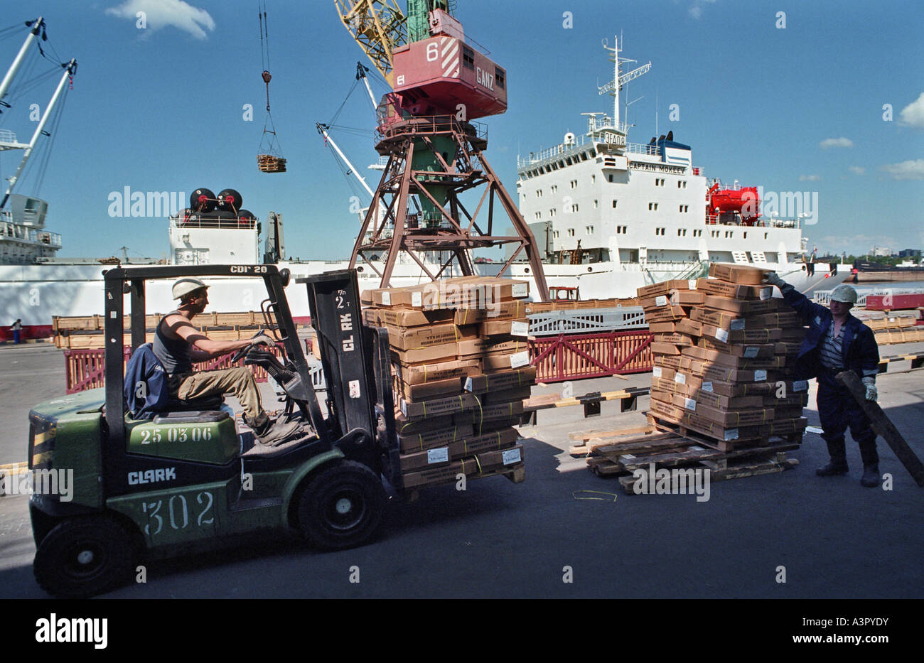 Cargo loading in the harbour of Kaliningrad, Russia Stock Photo - Alamy