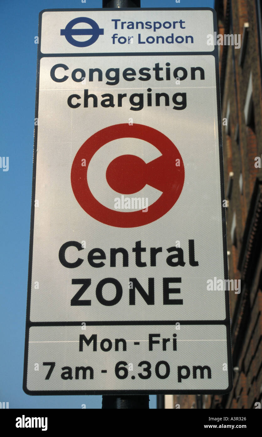 A sign for the congestion charge central zone in London Stock Photo - Alamy
