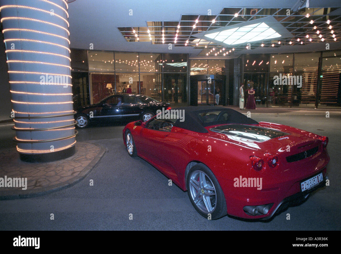 Red Ferrari F430 parked in front of the Hotel InterContinental in ...
