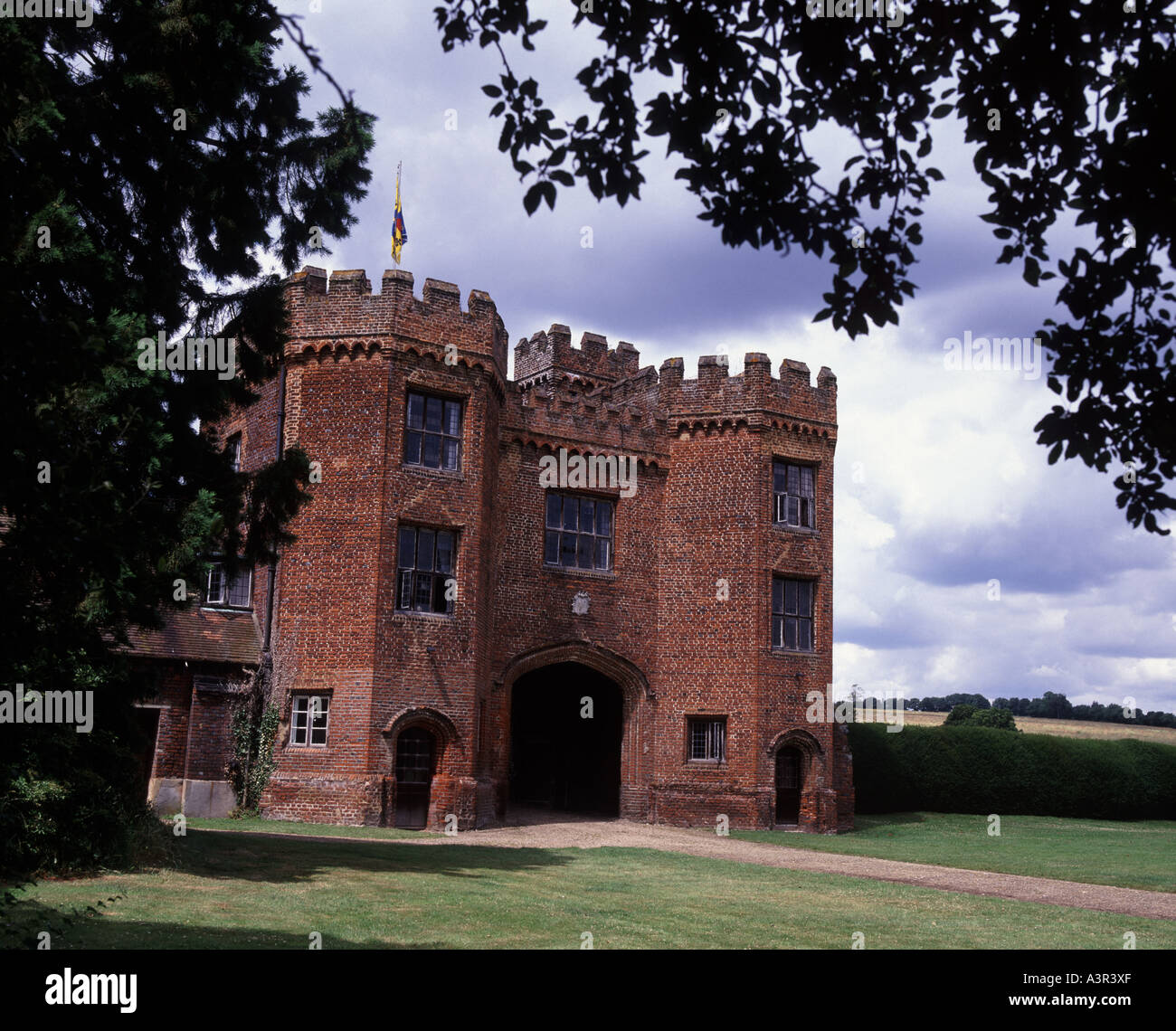 The fine Gatehouse built of red brick at Lullingstone Castle is the ...