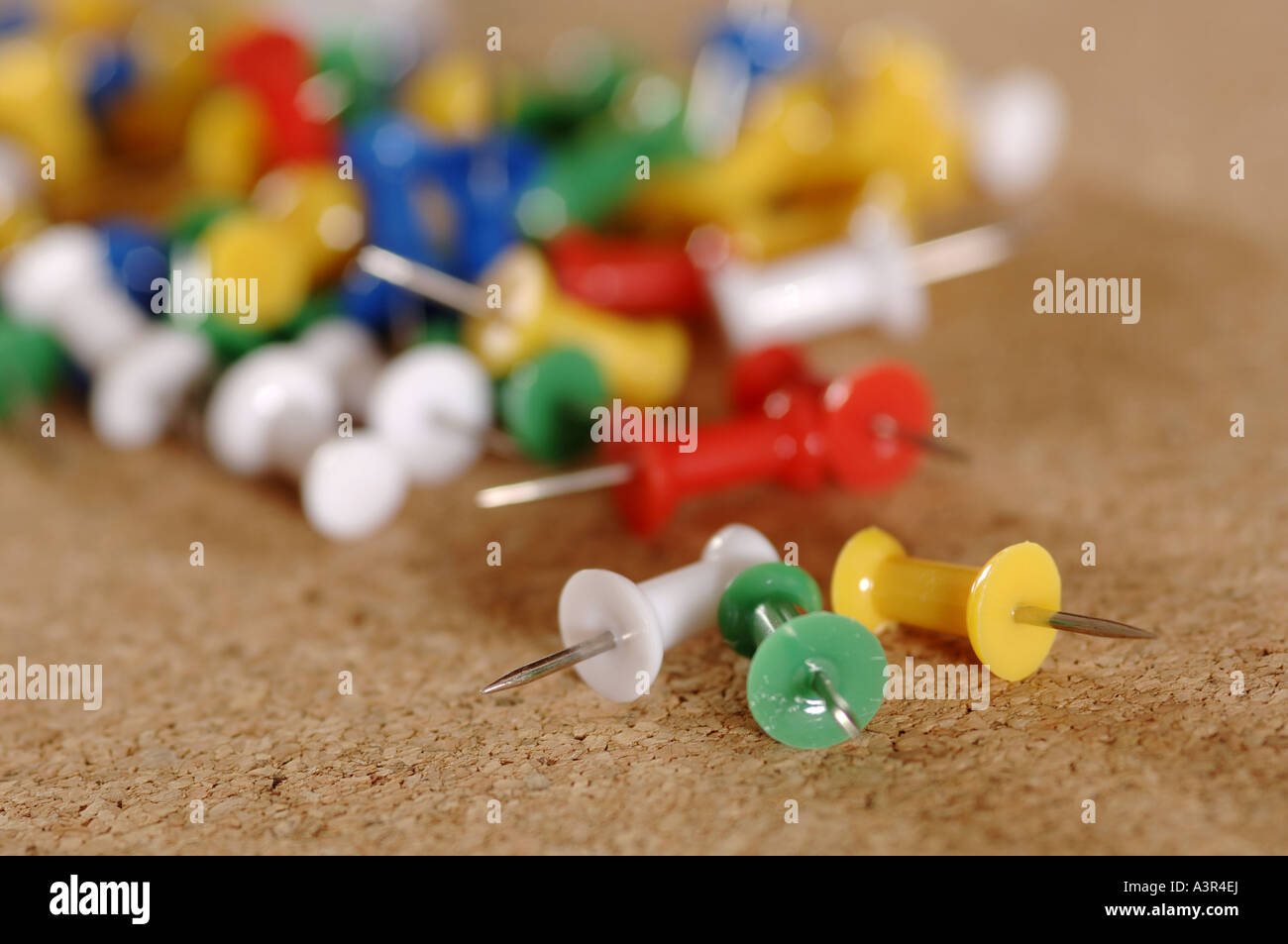 pins in a message cork board Stock Photo - Alamy
