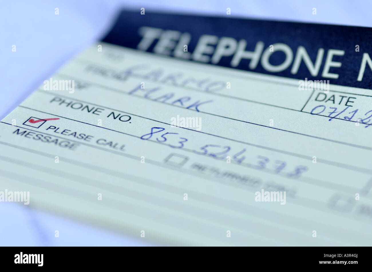 telephone office message please call Stock Photo - Alamy