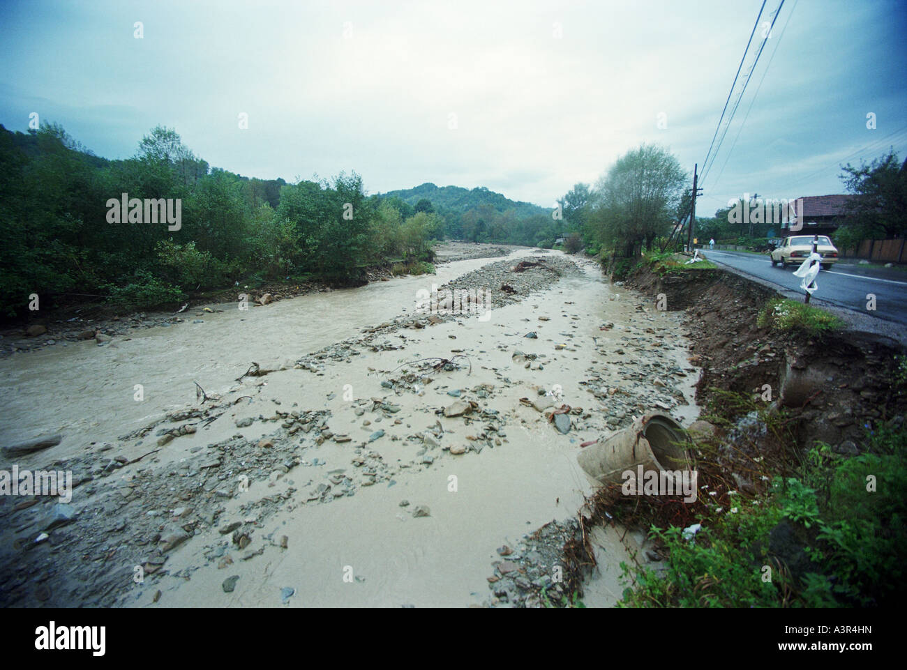 Flood damage in Bertea, Romania Stock Photo - Alamy