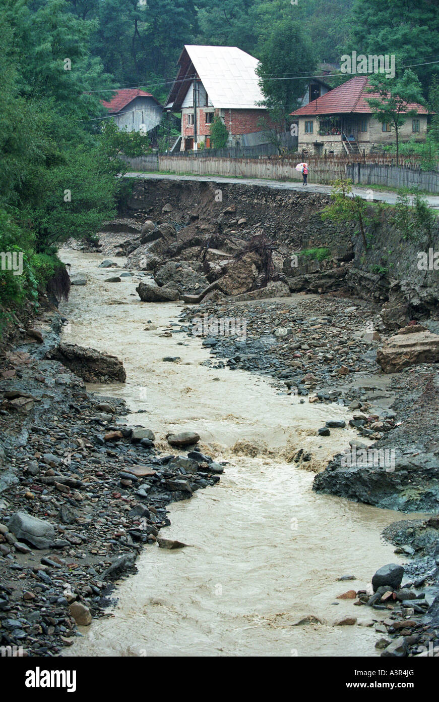 Flood damage in Bertea, Romania Stock Photo - Alamy