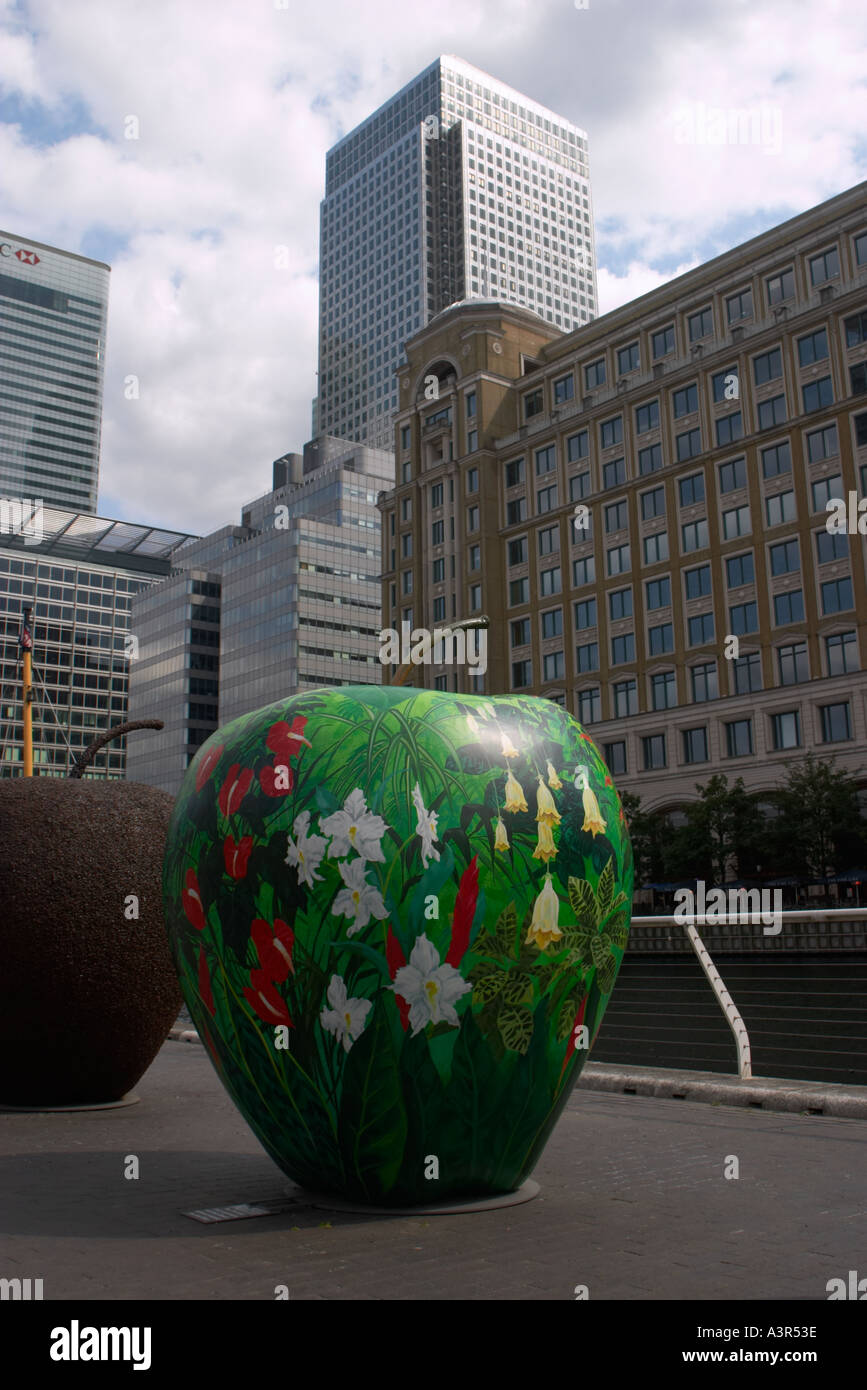 Painted decorative apple at West India Quay Docklands London (temporary ...