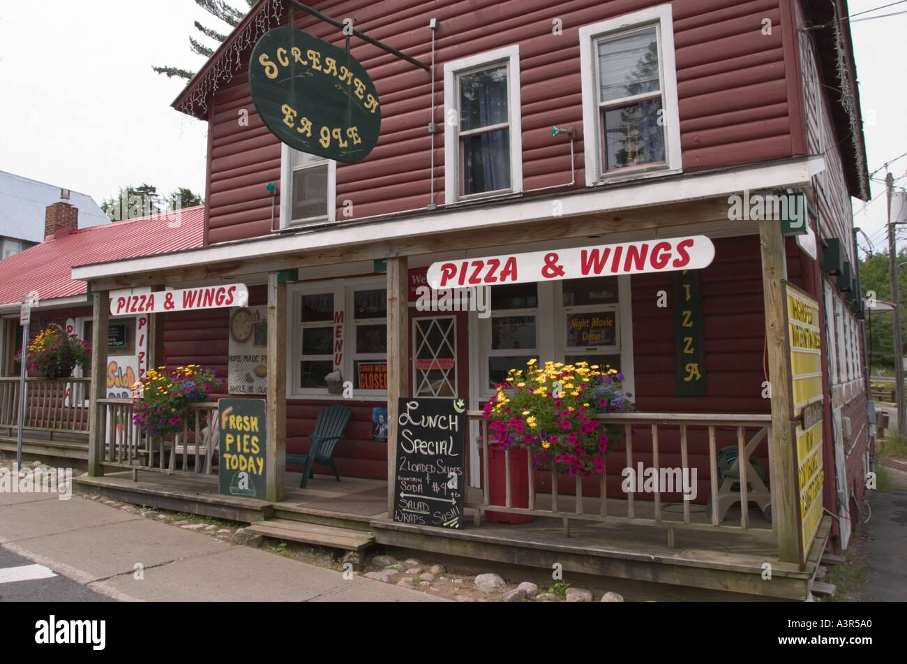 Pizza and Wings restaurant Inlet New York Adirondack Mountains Stock ...