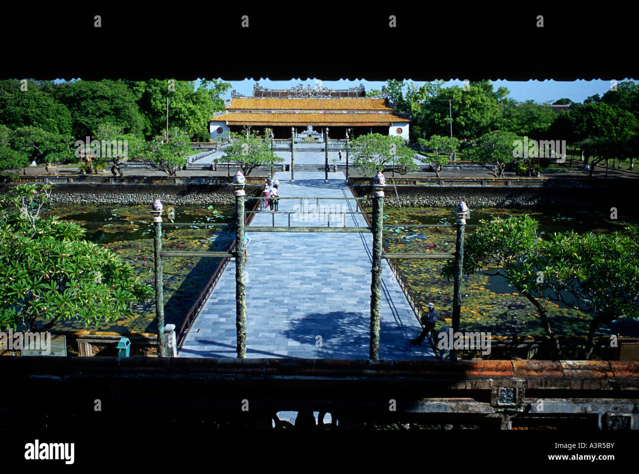 View of the lilly ponds and entry path to Hues old imperial city from ...
