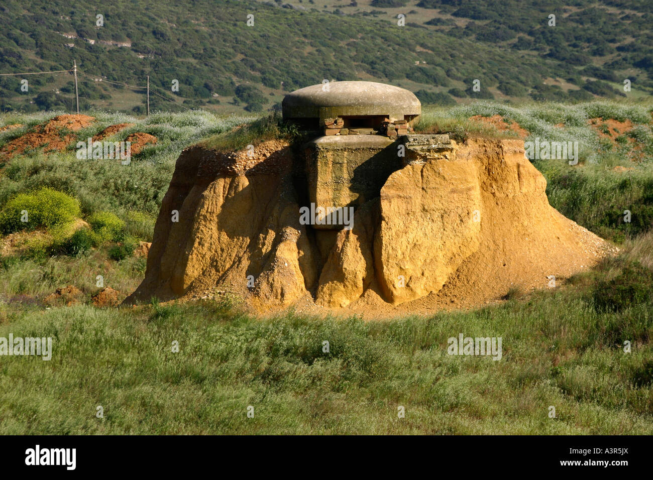 Sardinia Italy Pill Box, WW2 battle defence built on sandstone over ...