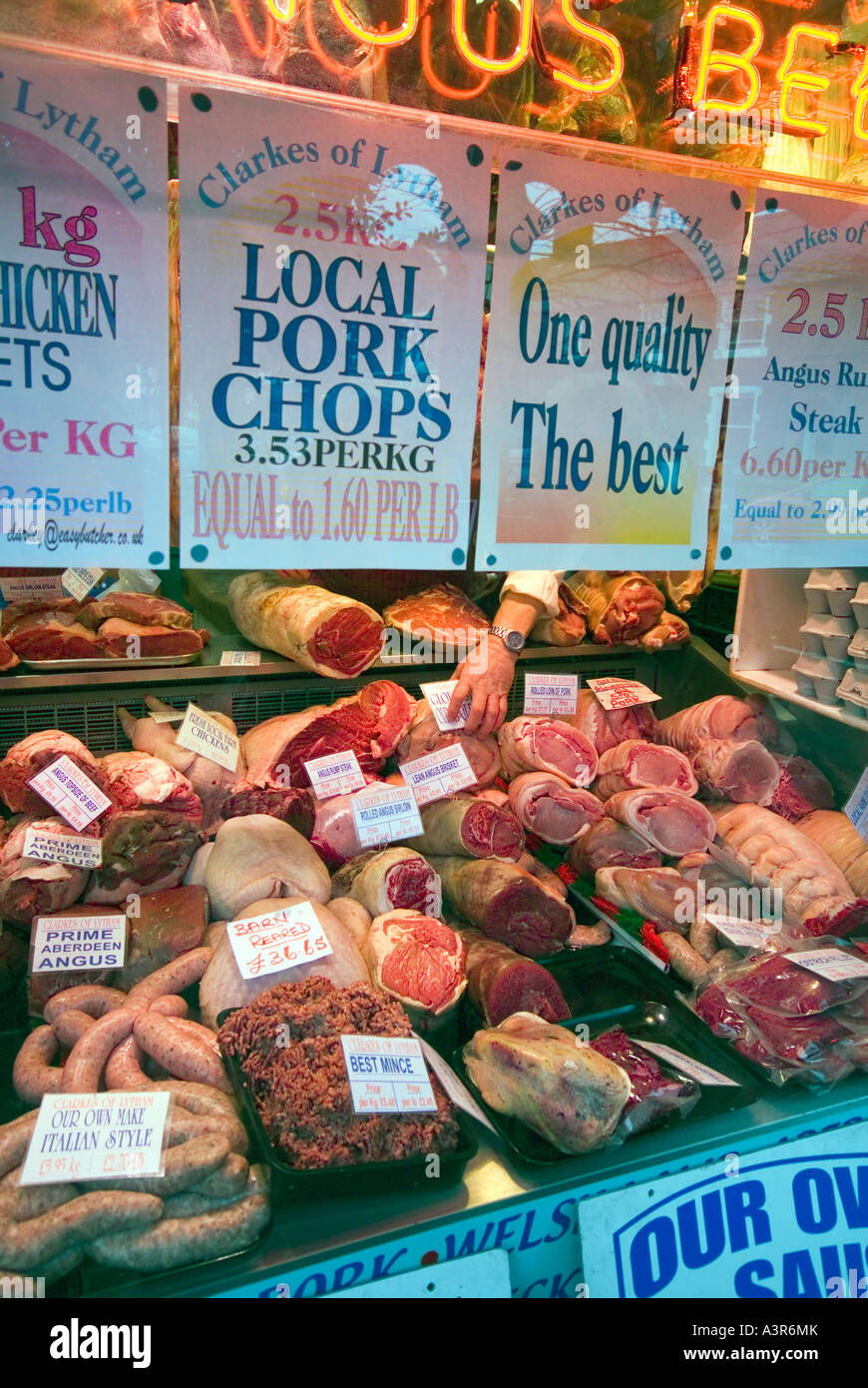 Butchers Shop window Stock Photo - Alamy