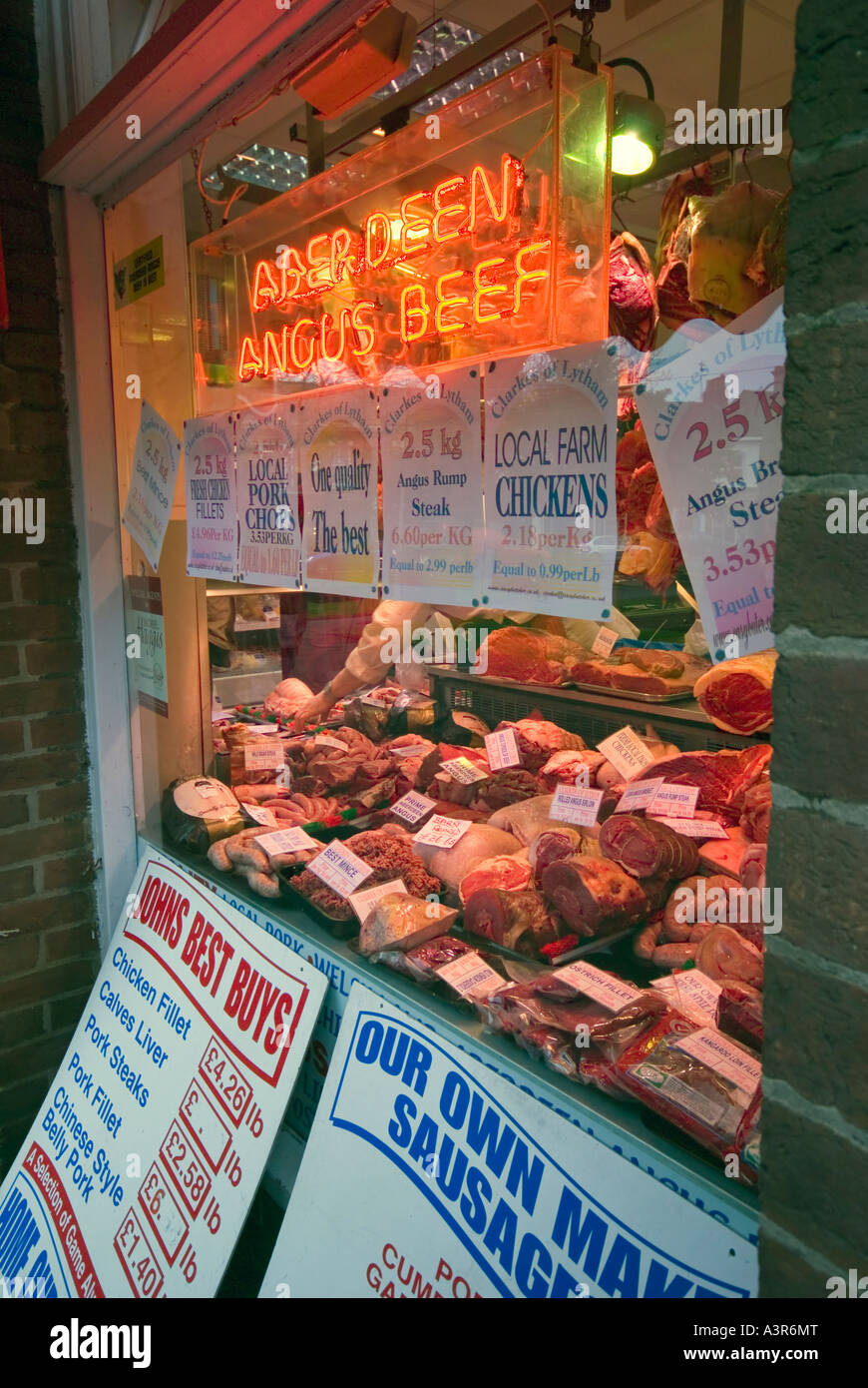 Butchers Shop window Stock Photo - Alamy