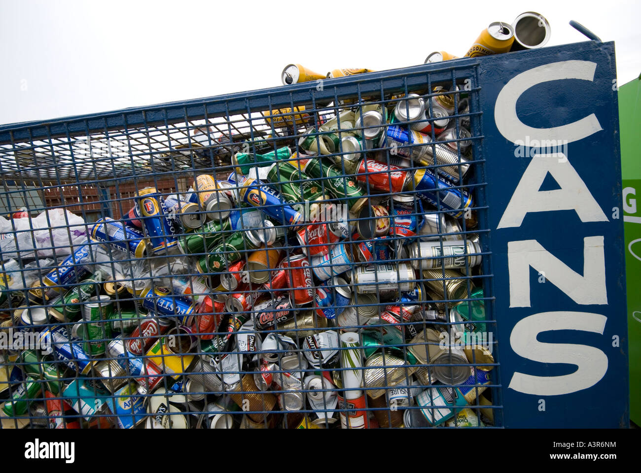 Empty cans waste disposal recycling point Stock Photo - Alamy