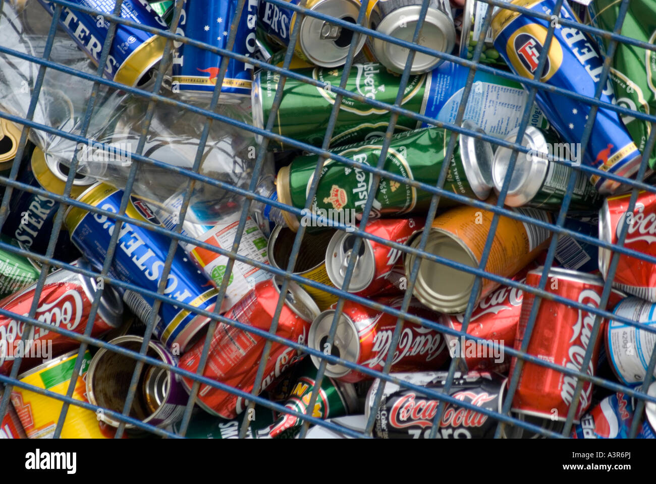 Empty cans waste disposal recycling point Stock Photo - Alamy