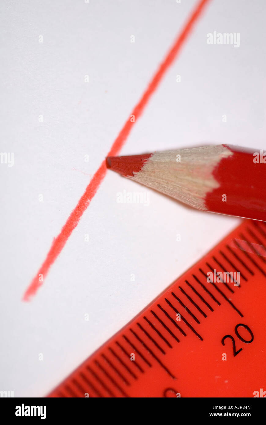 RED RULER RED PENCIL RED LINE Stock Photo - Alamy