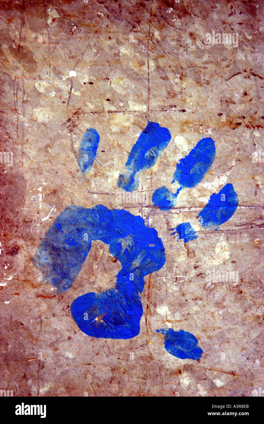 Hand blue paint hi-res stock photography and images - Alamy