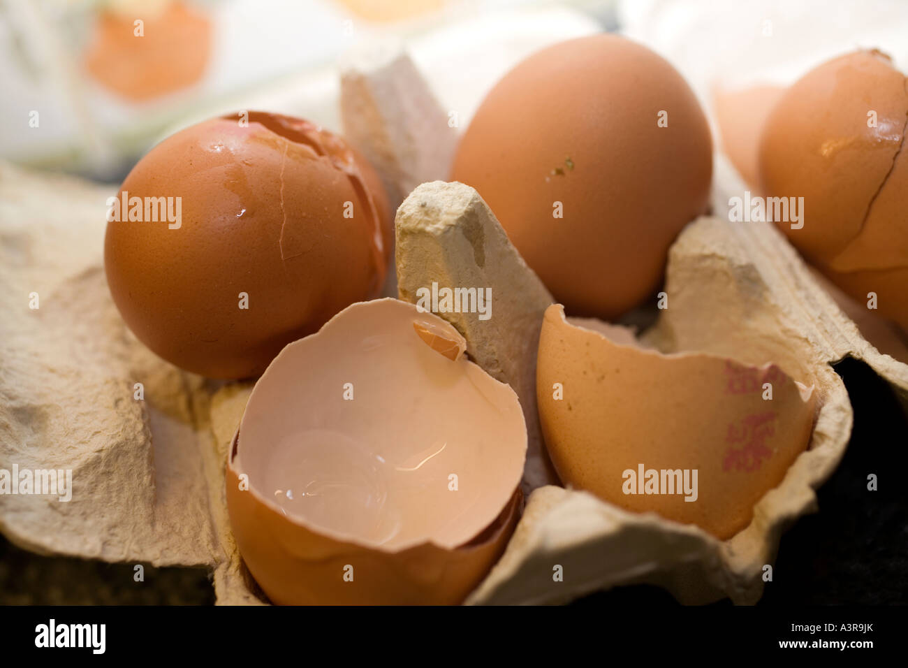 Used broken egg shells Stock Photo - Alamy