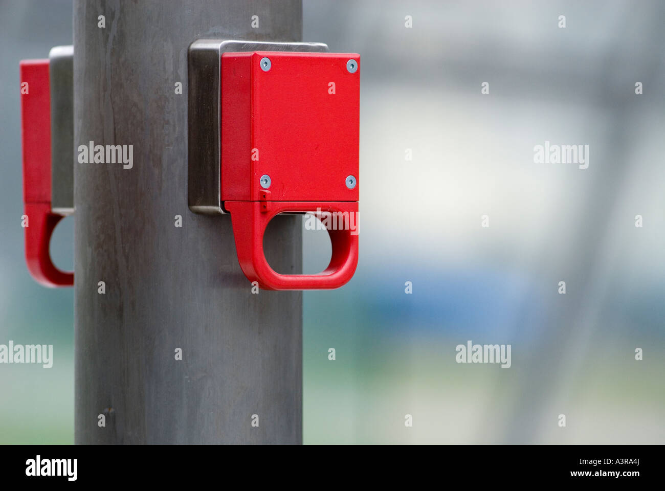 red emergency brake Munich Germany Europe Stock Photo - Alamy