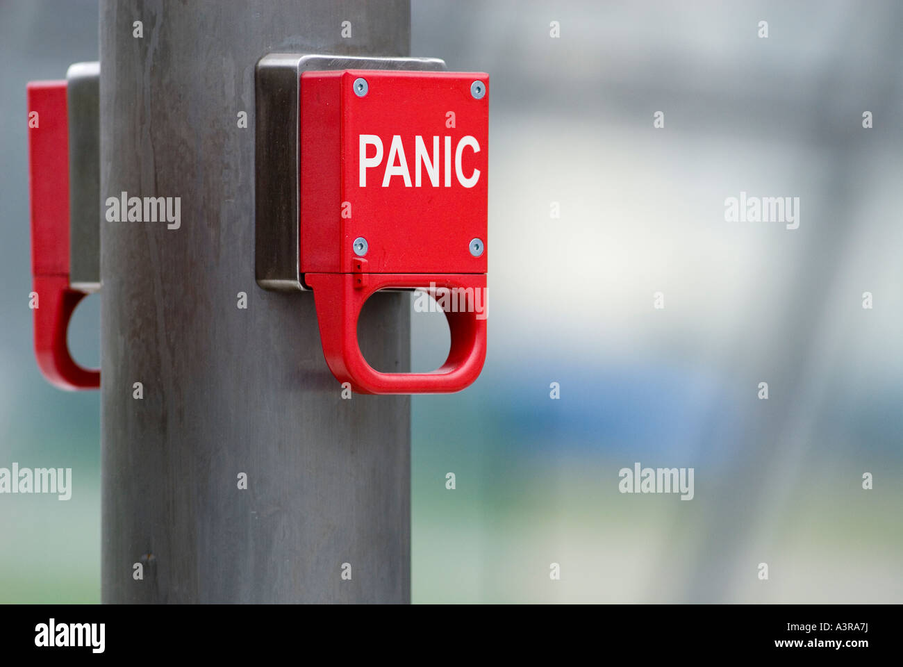 red emergency brake marked with word Panic Stock Photo - Alamy