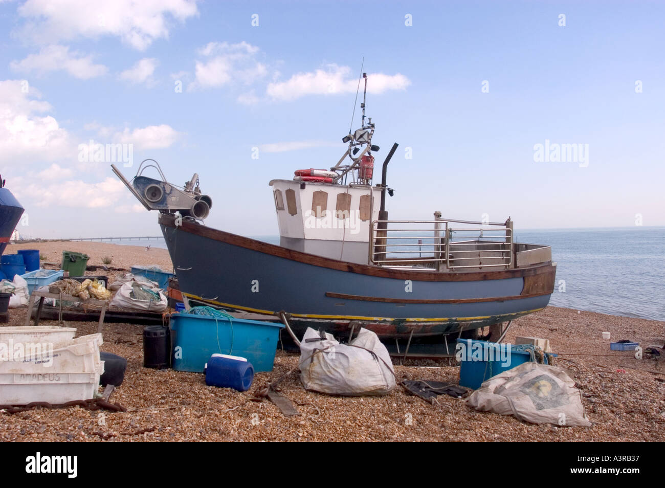 Fishing boats on Deal Beach Kent part of the cinque ports saxon shore ...