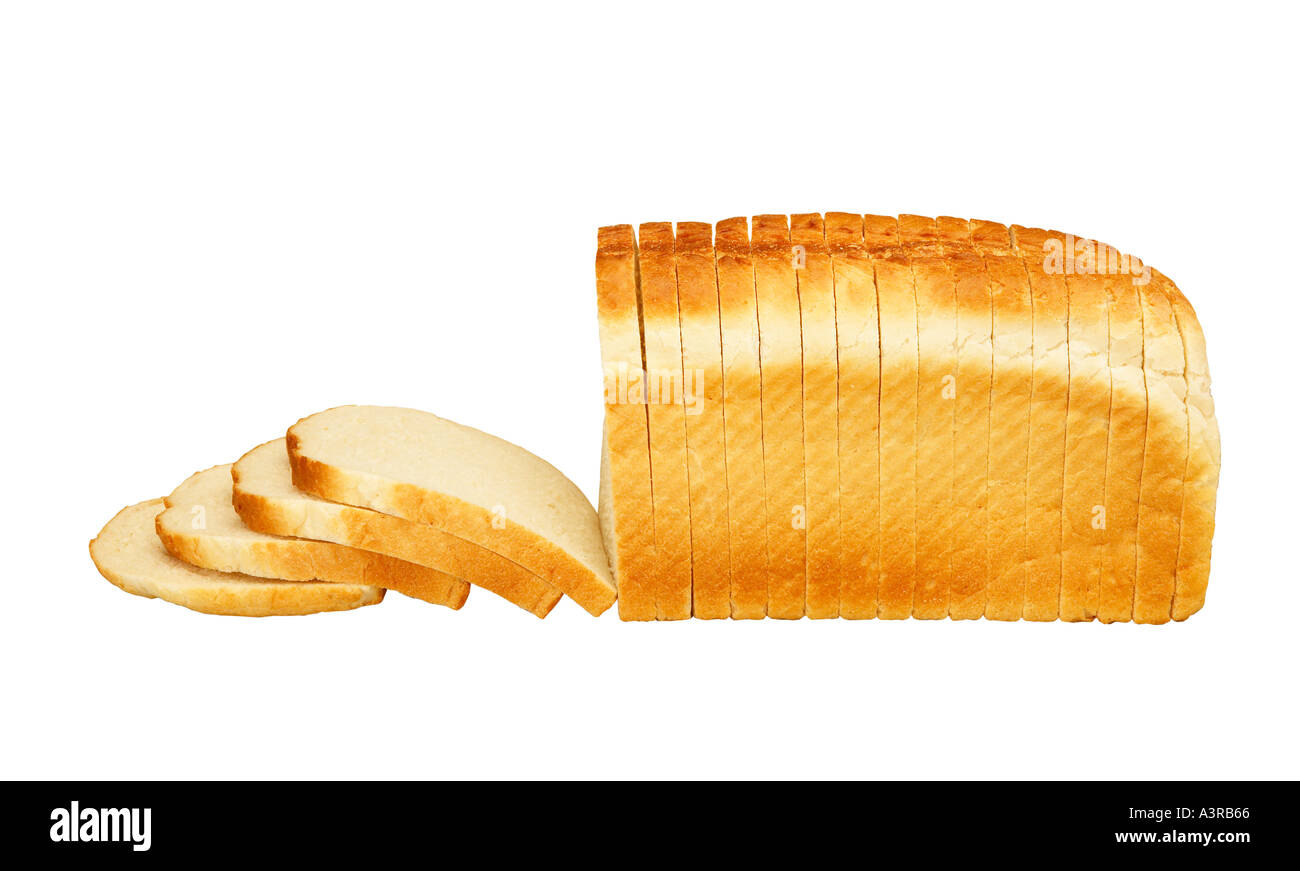 SINGLE LOAF OF SLICED WHITE BREAD ON WHITE BACKGROUND Stock Photo - Alamy