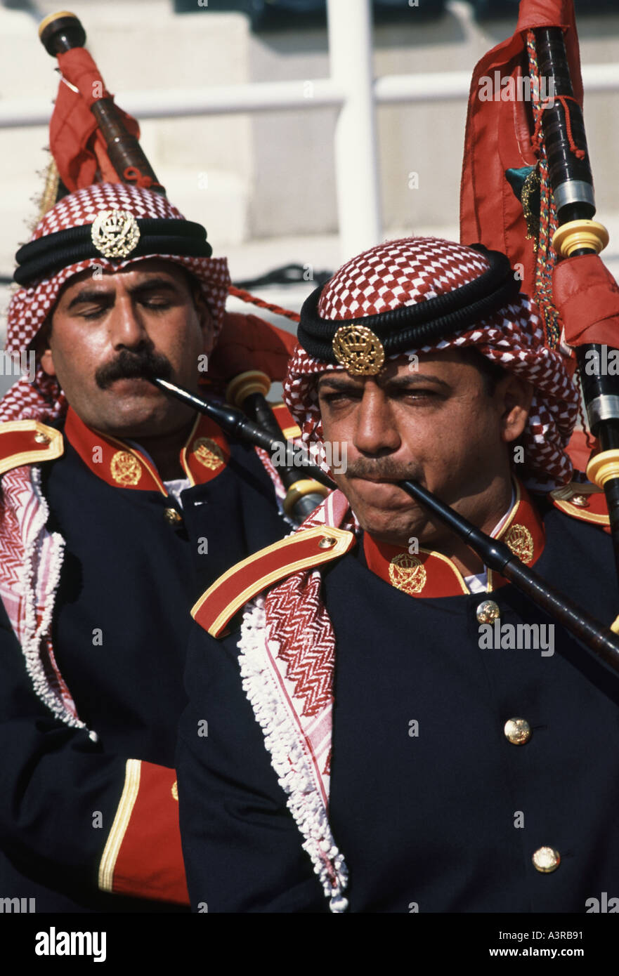 Bagpipers with the Royal Jordanian armed forces band Stock Photo - Alamy