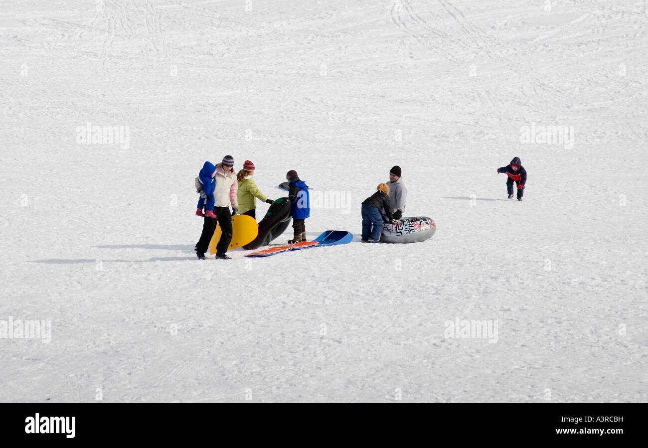 Children sledding hill hi-res stock photography and images - Alamy