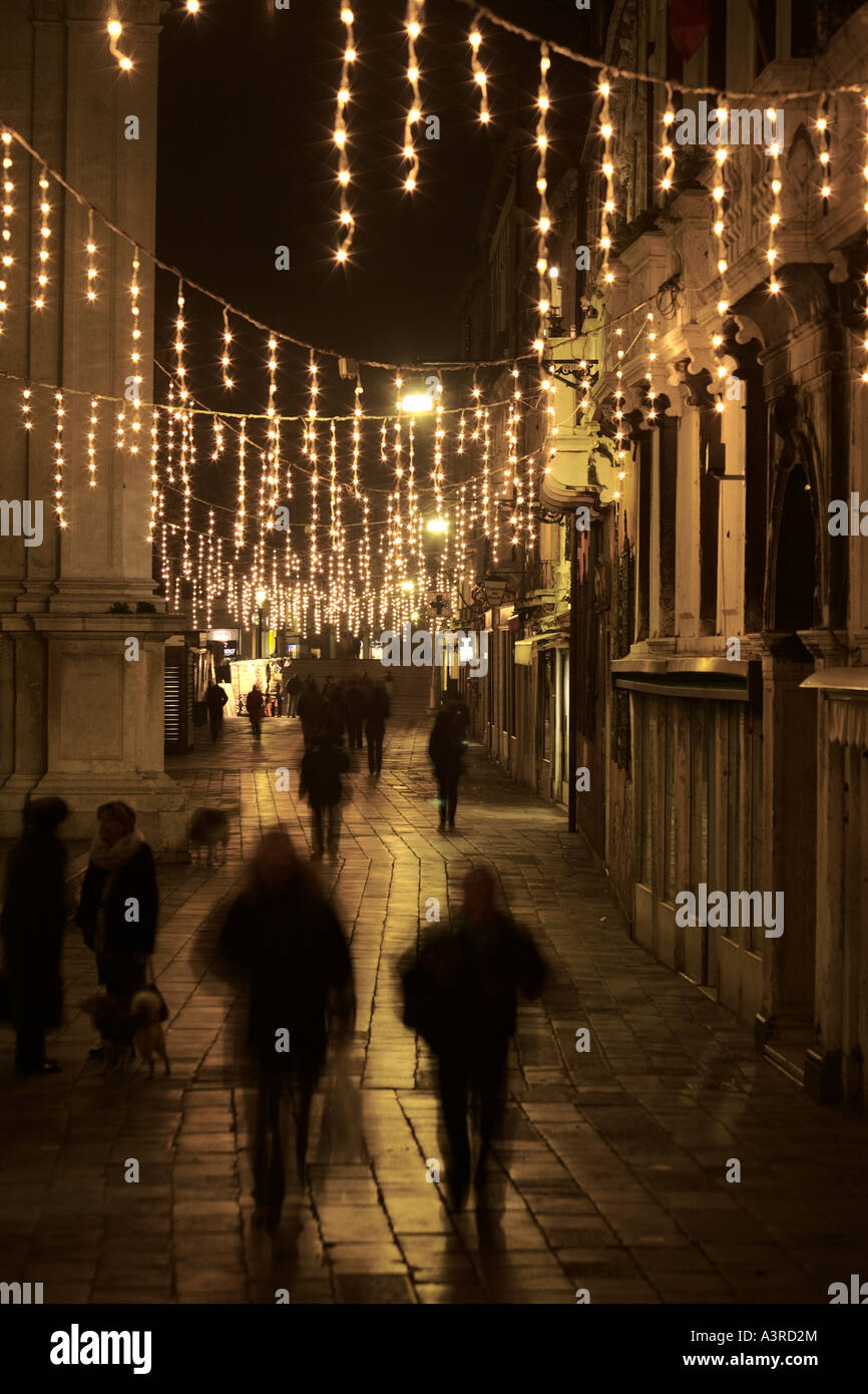 Main shopping street at night. Venice, Italy Stock Photo - Alamy