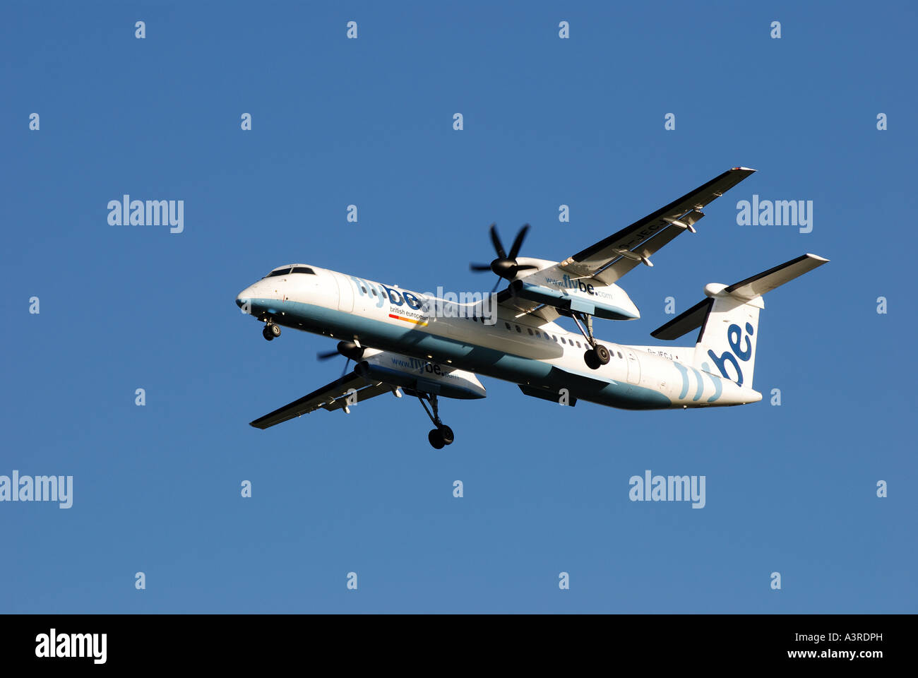 Flybe Dash Eight aircraft approaching Birmingham International Airport ...