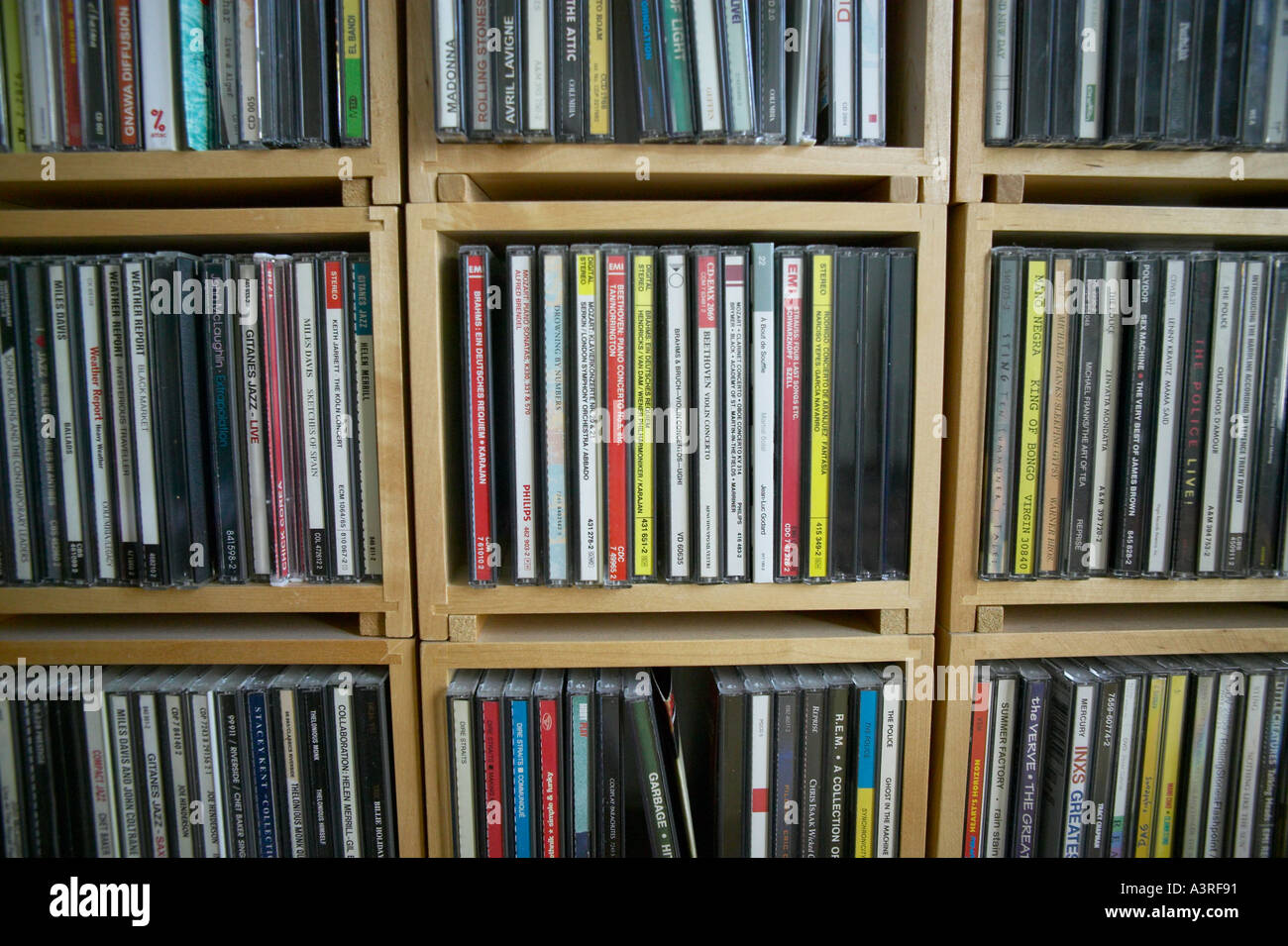 CD holders stacked Stock Photo - Alamy
