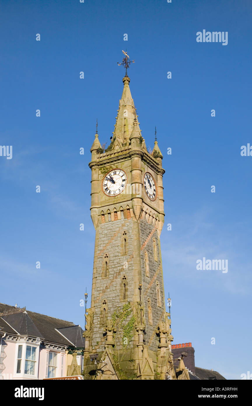Clock Tower 1872 in town centre top section against blue sky Formerly ...