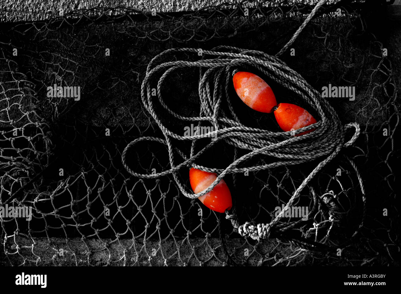 Nets and Orange Floats Stock Photo - Alamy