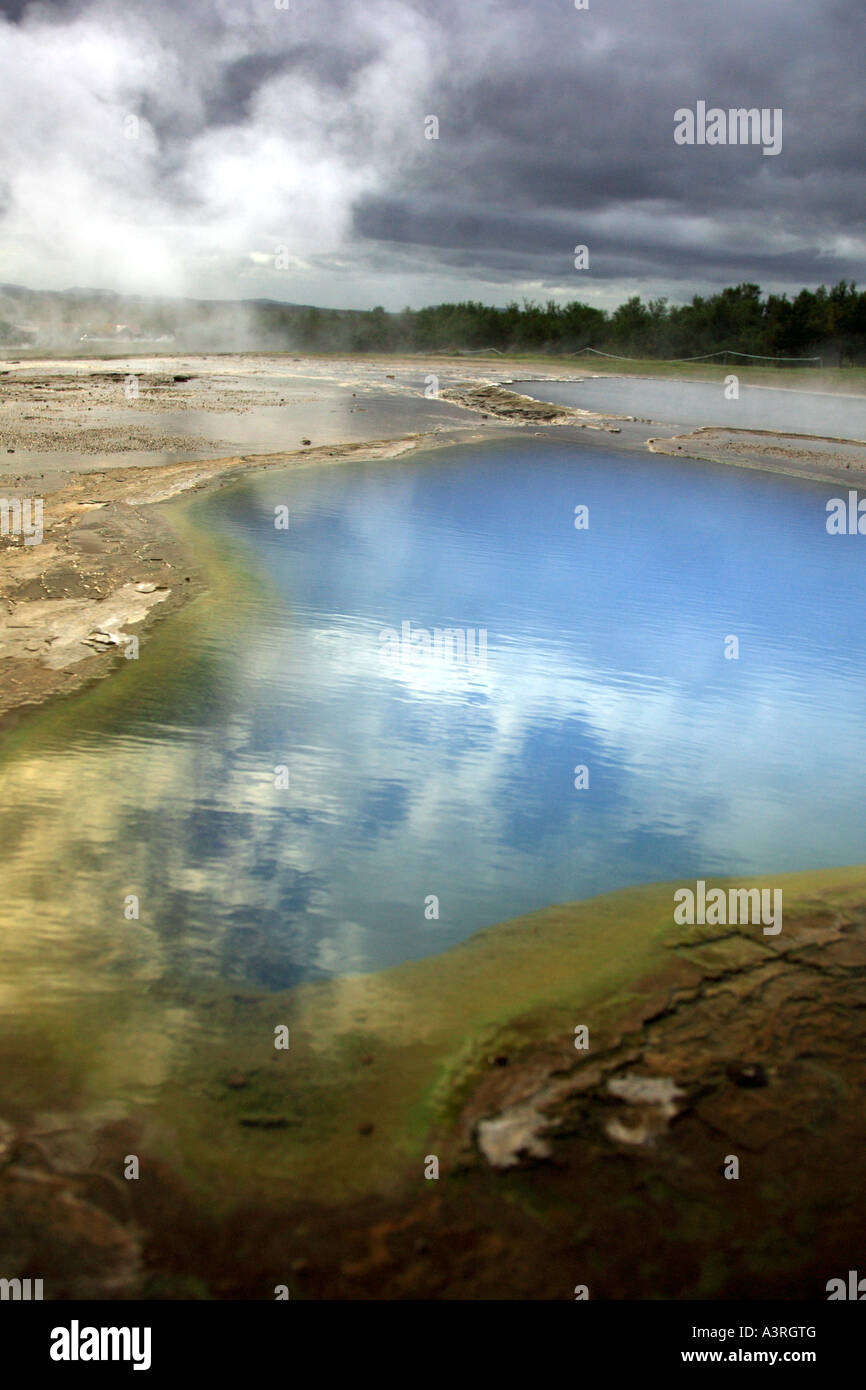 Blue green geothermal pool Geyser area Iceland Stock Photo - Alamy