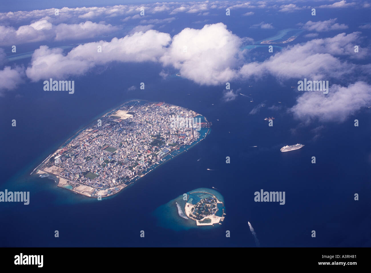 Maldives Aerial view of Mahe capital city of the Maldives Indian Ocean ...