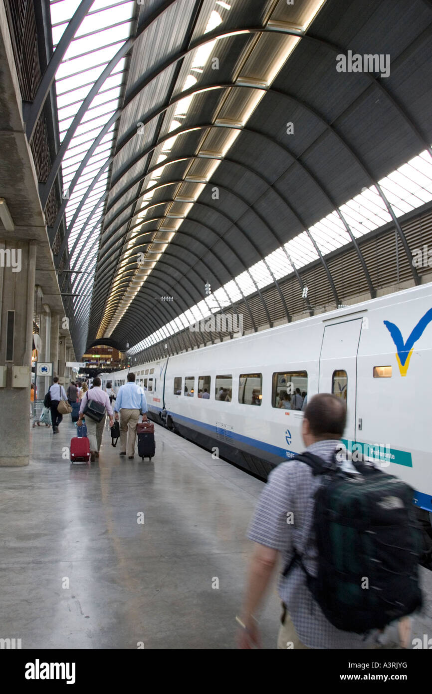 Passengers getting access to AVE Spanish High Speed trains at Santa ...
