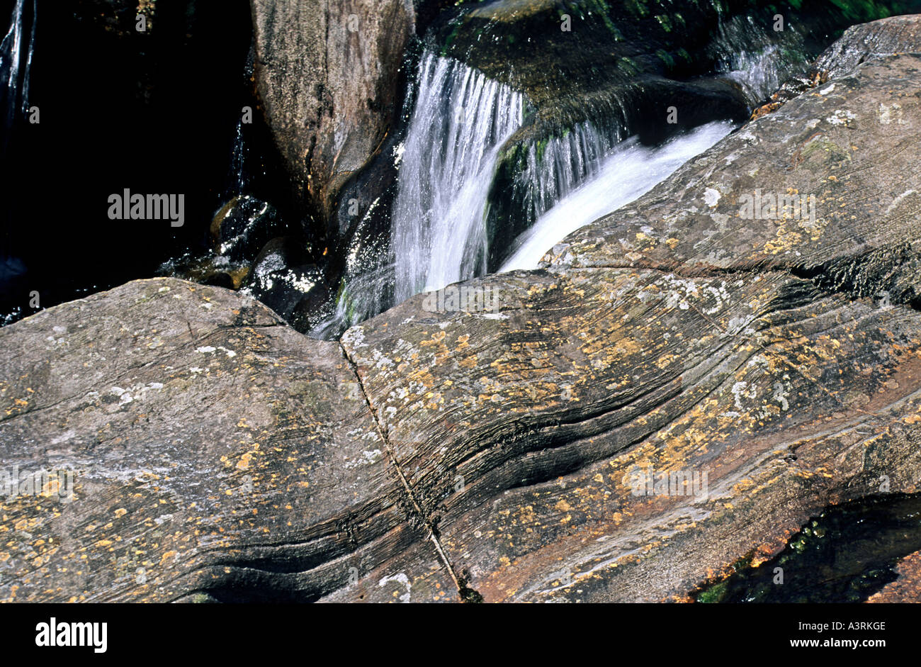 Rock shapes and waterfall Stonethwaite Beck, Langstrath Valley ...