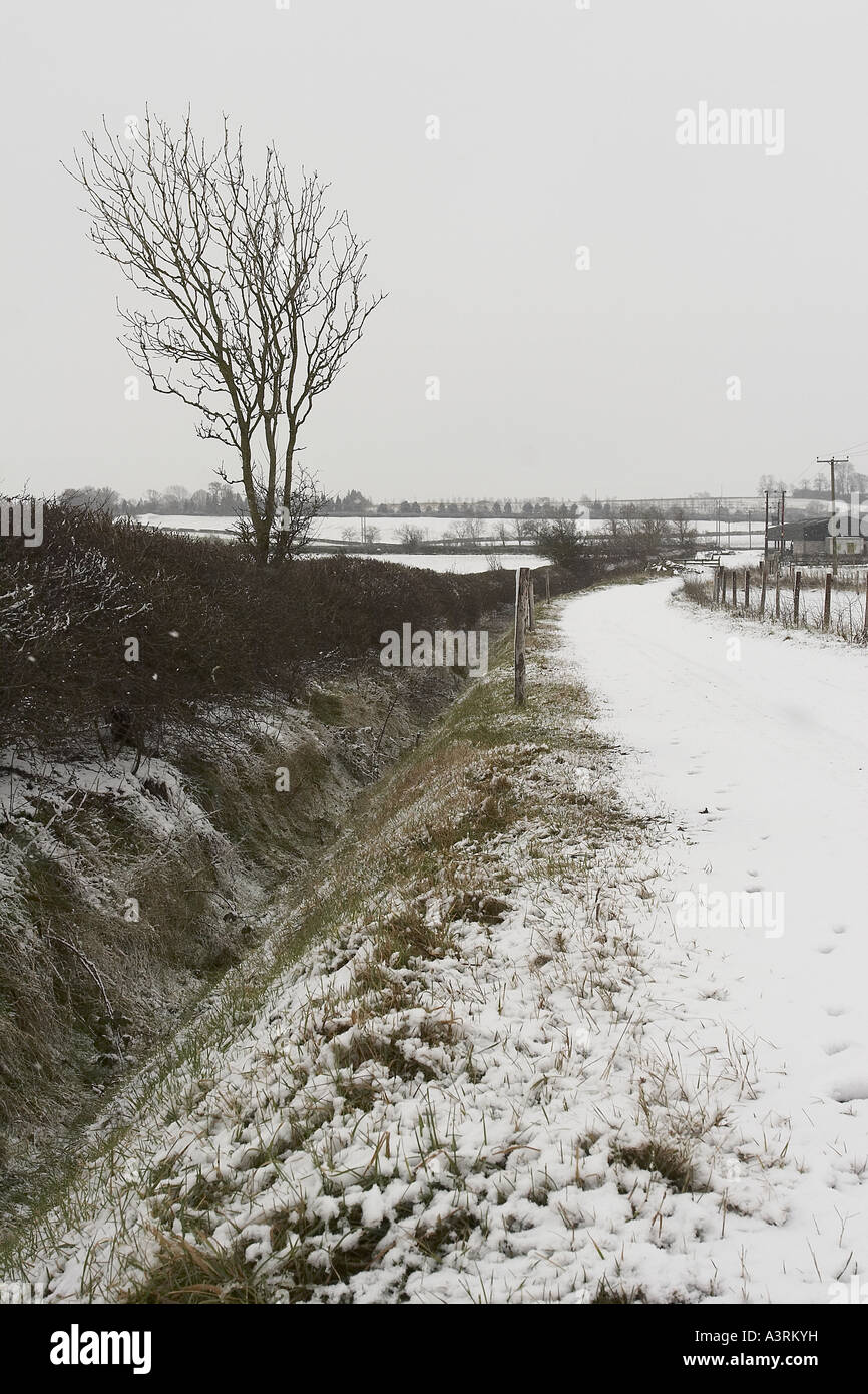 drainage ditch snow countryside drain Stock Photo - Alamy