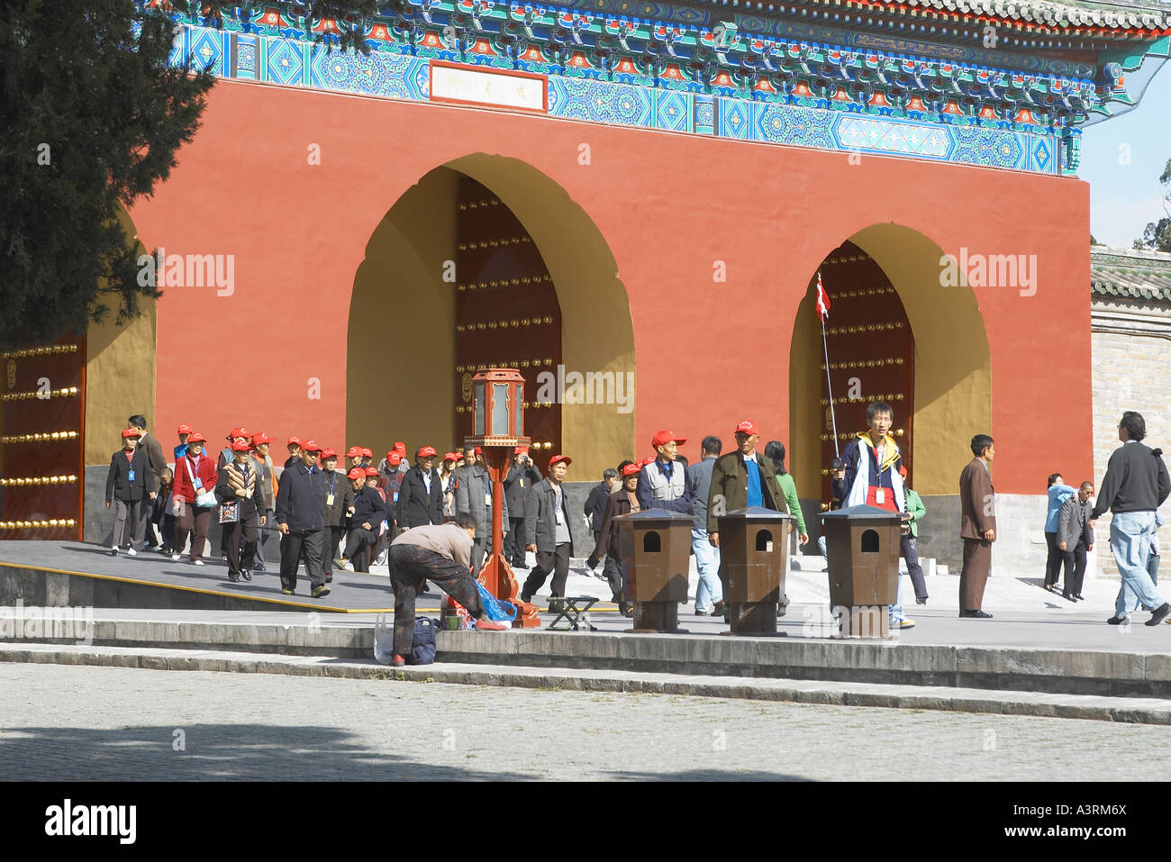 Tourist party at the Chengzhen Gate of the Temple of Heaven Park in ...