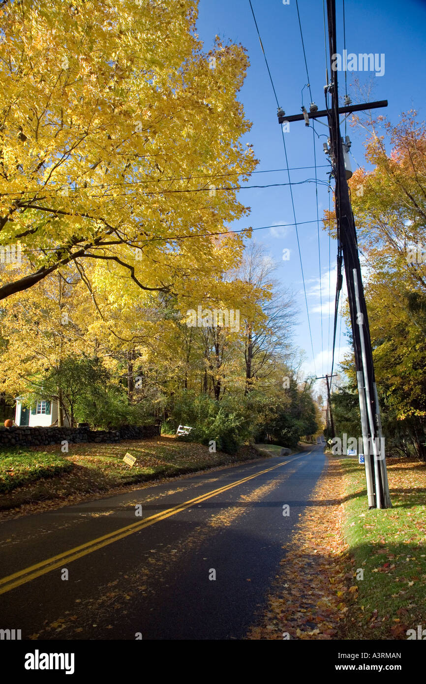 Secondary road in fall Connecticut USA Stock Photo - Alamy