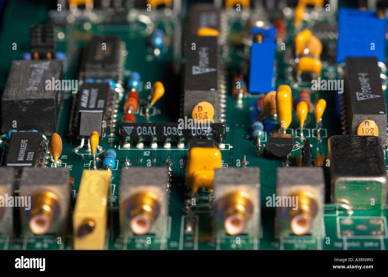 Macro of a printed circuit board (PCB) used in industrial electronic ...