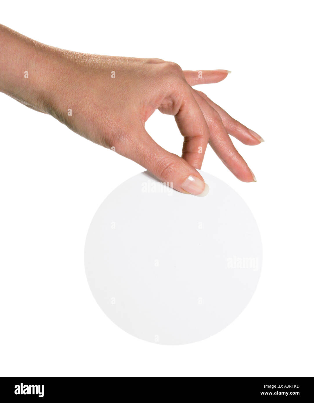 Female hand holding disc Stock Photo - Alamy