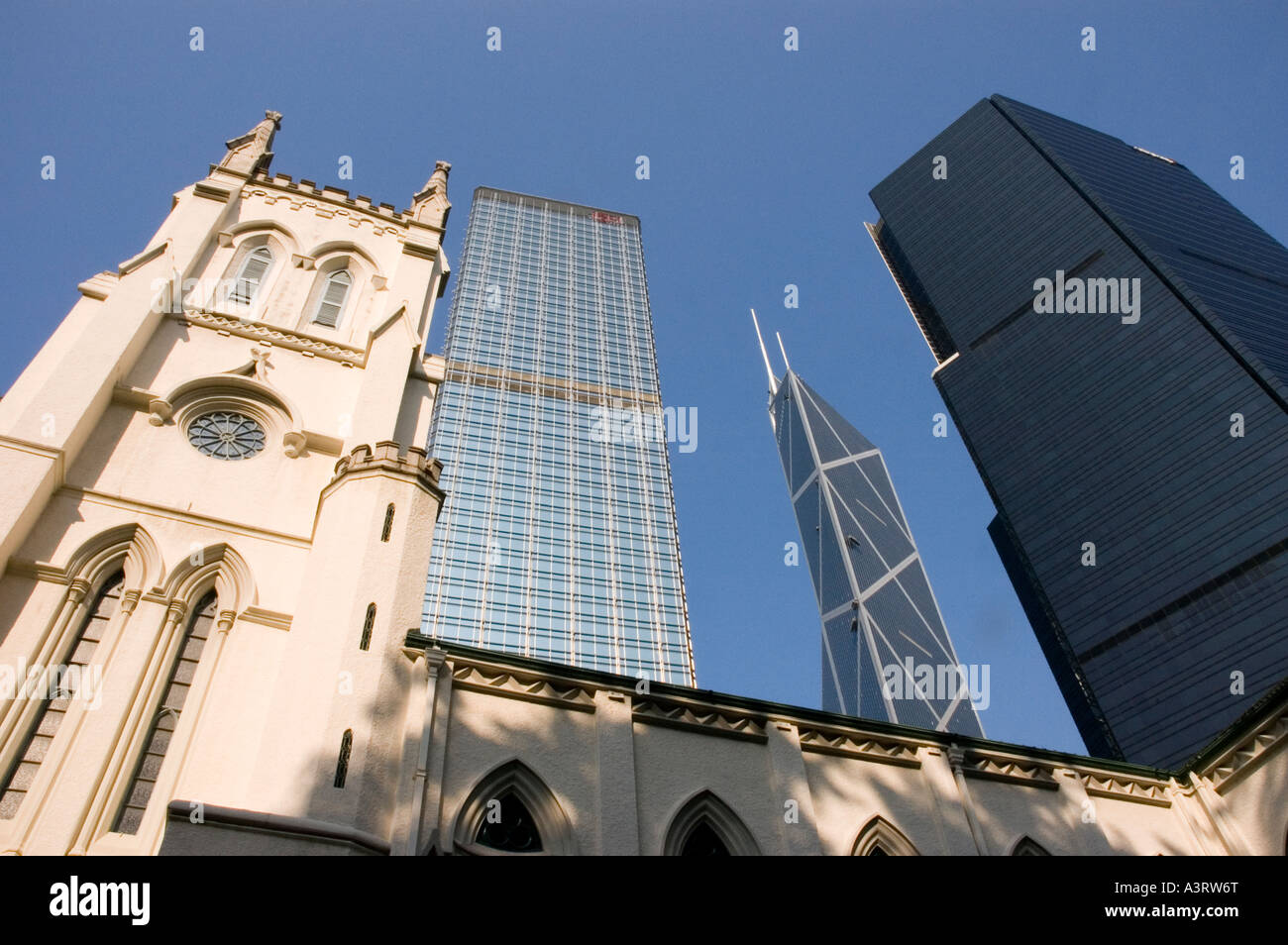 Stock photograph of St Johns cathedral and modern buildings in Hong ...