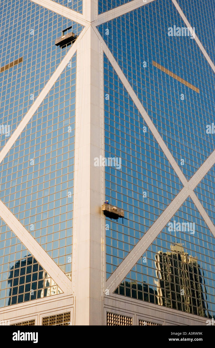 Stock photograph of Window cleaners on China Bank Building in Hong Kong ...