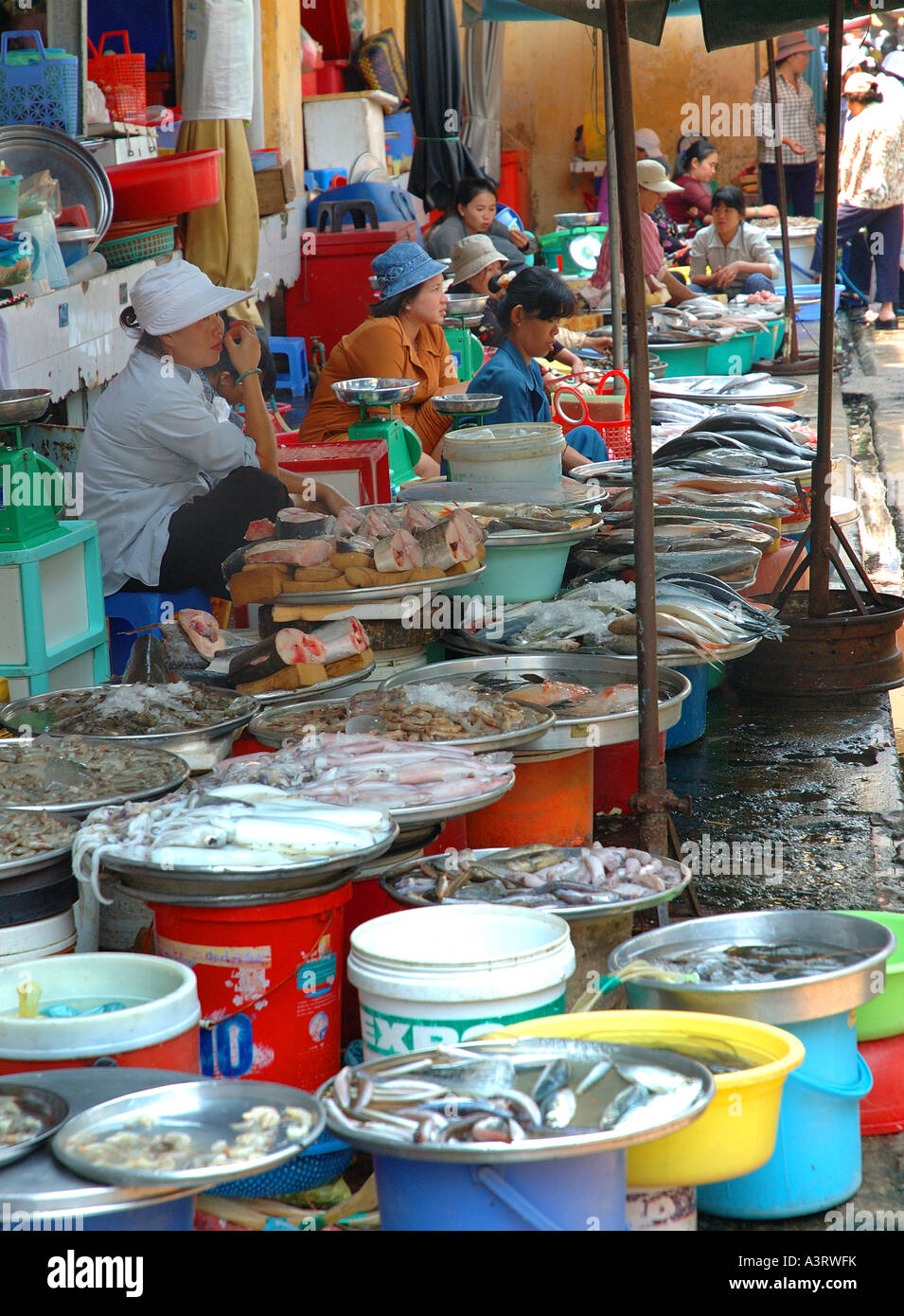Stock photo of fish vendors at the market in Saigon Ben Thanh Market ...